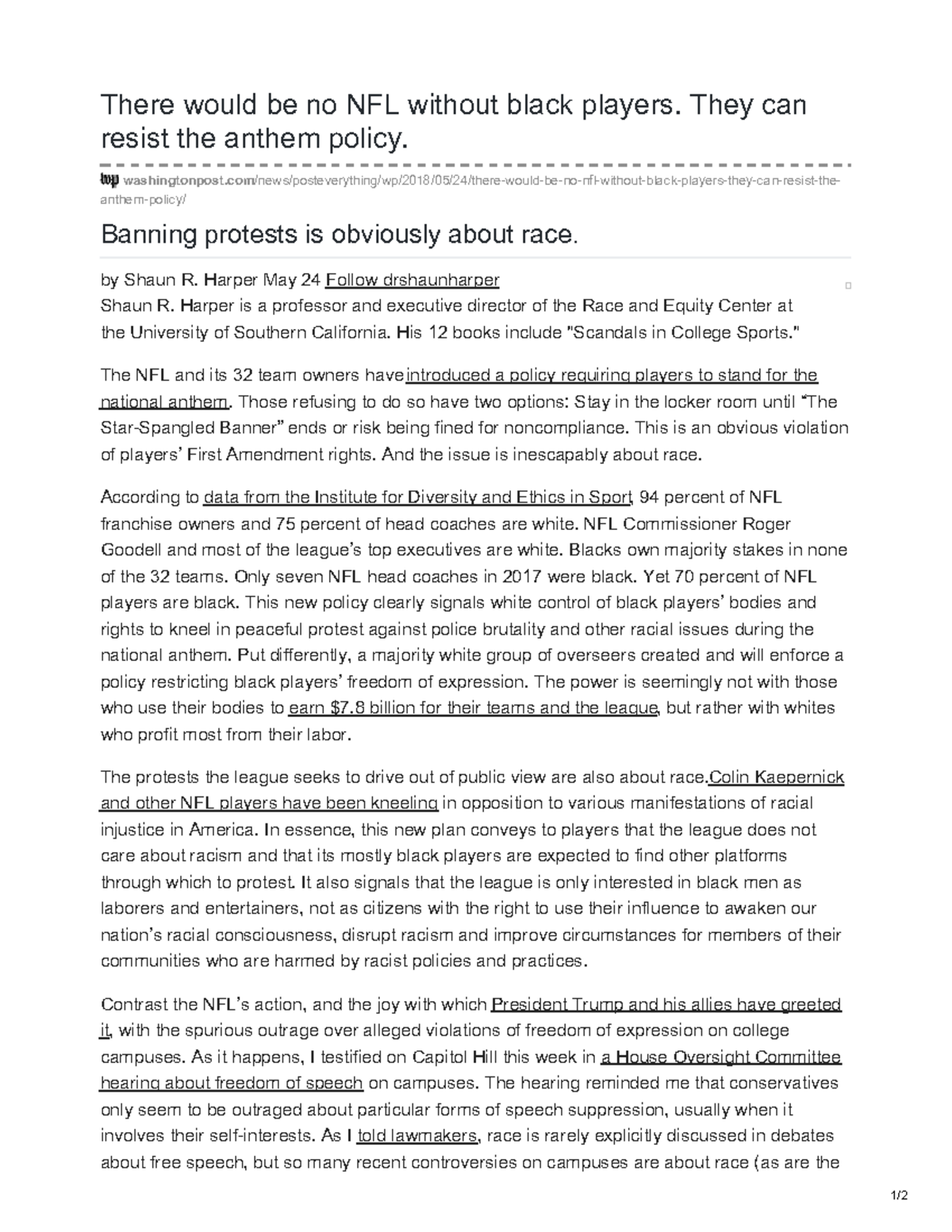 Unit 2 - Lesson 3 - Information Text - NFL - There would be no NFL ...