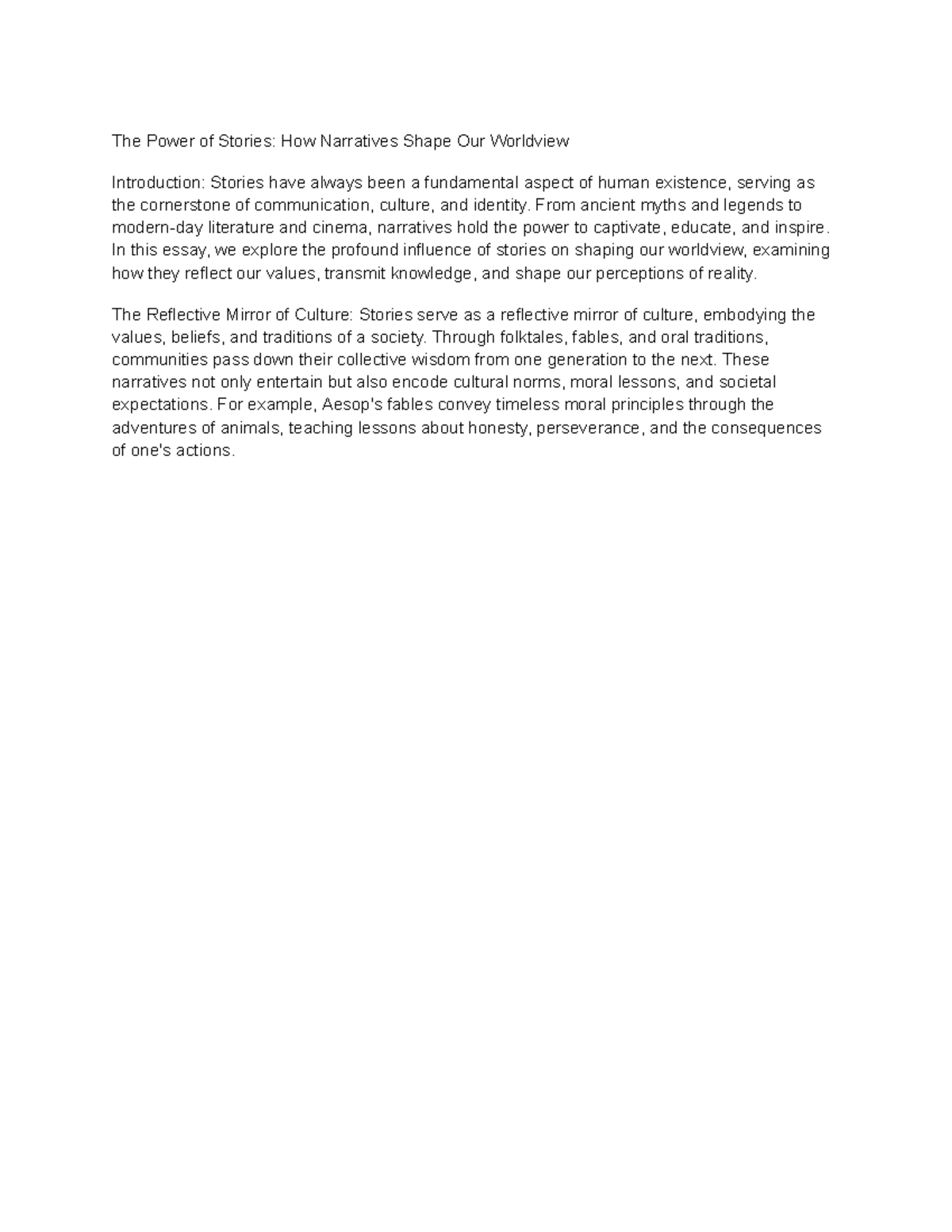 Powers - essays - The Power of Stories: How Narratives Shape Our ...