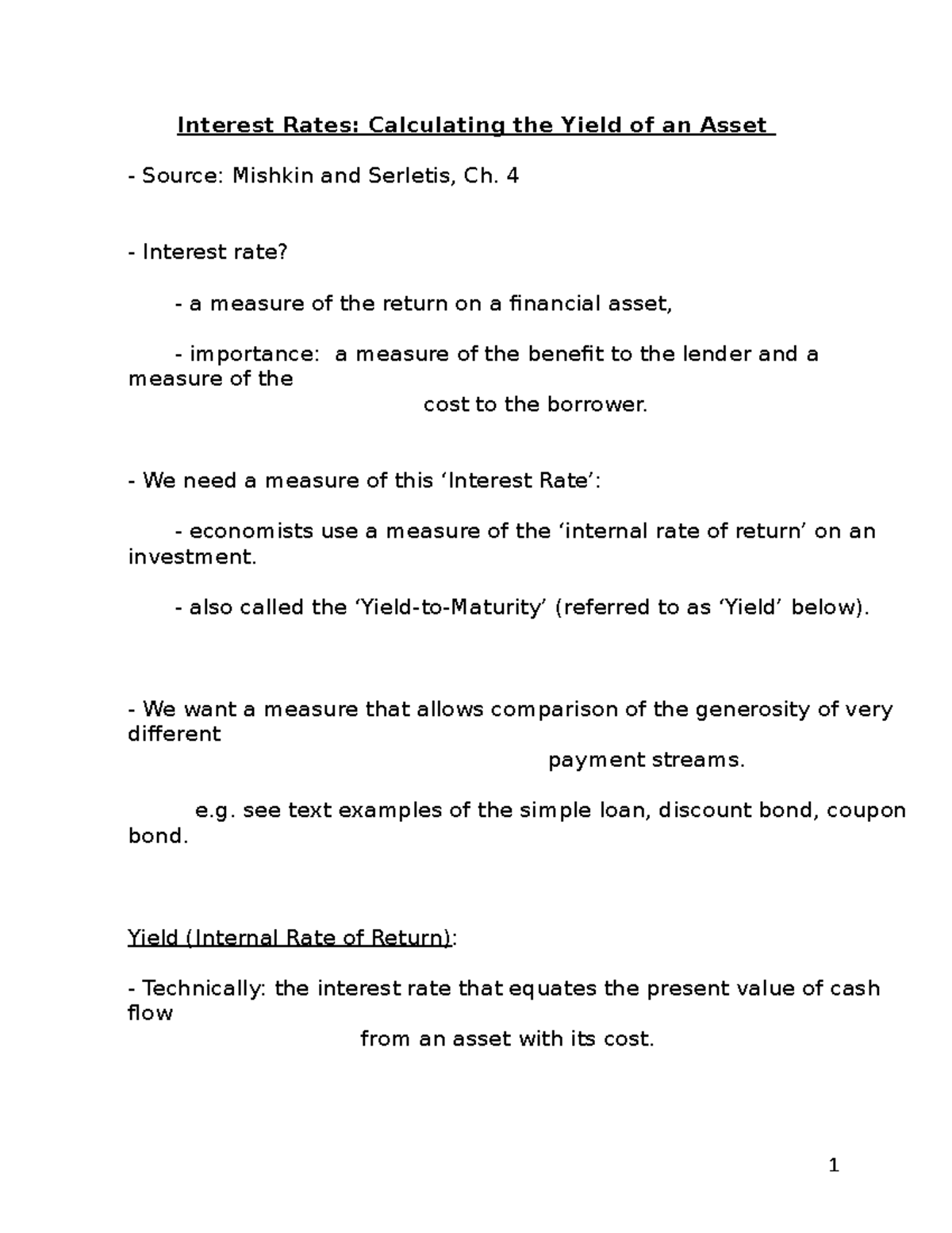 Interest Rates: Calculating the Yield of an Asset - Interest Rates ...