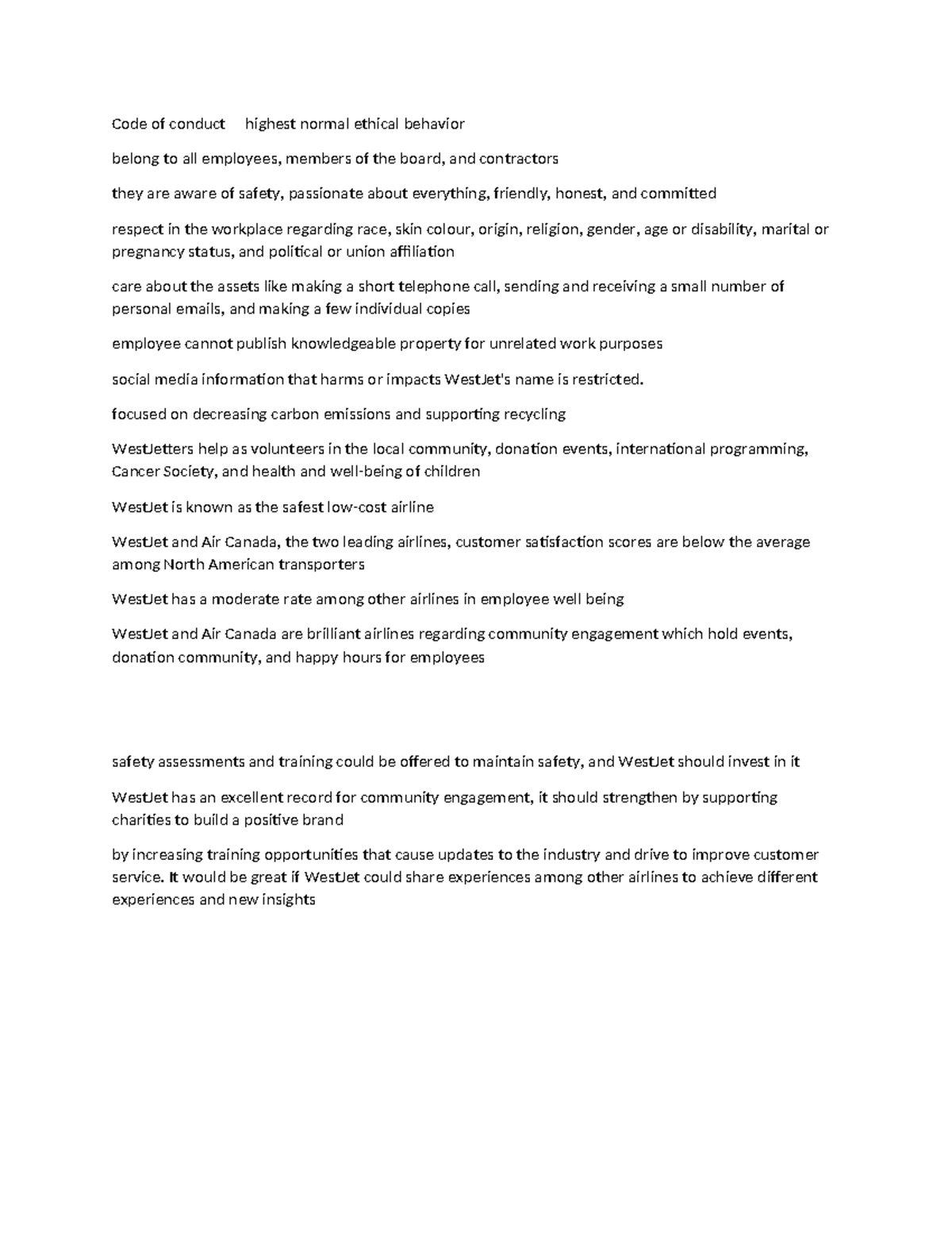Code of conduct highest normal ethical behavior - focused on decreasing ...