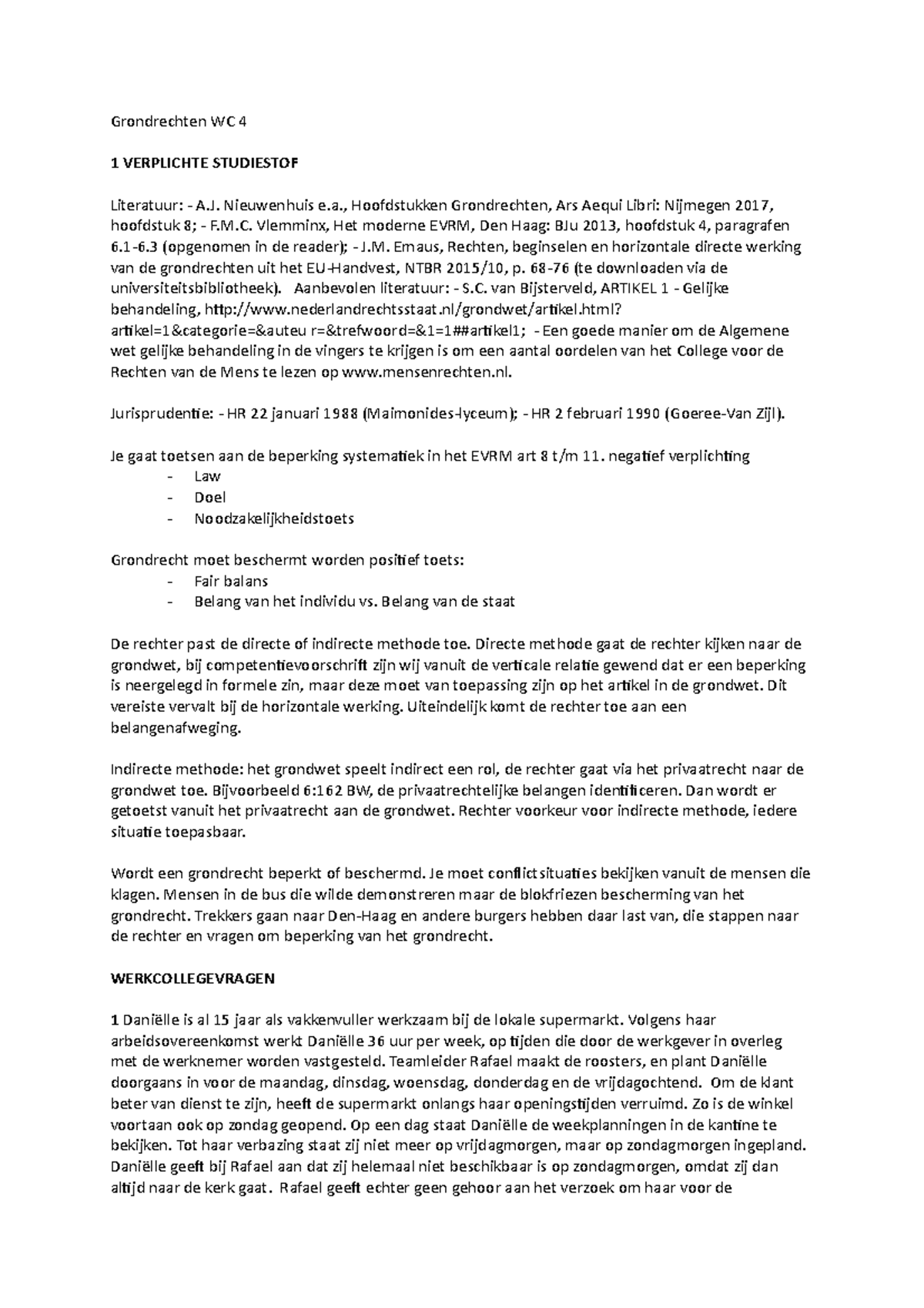 Grondrechten WC 4 - Nieuwenhuis e., Hoofdstukken Grondrechten, Ars ...