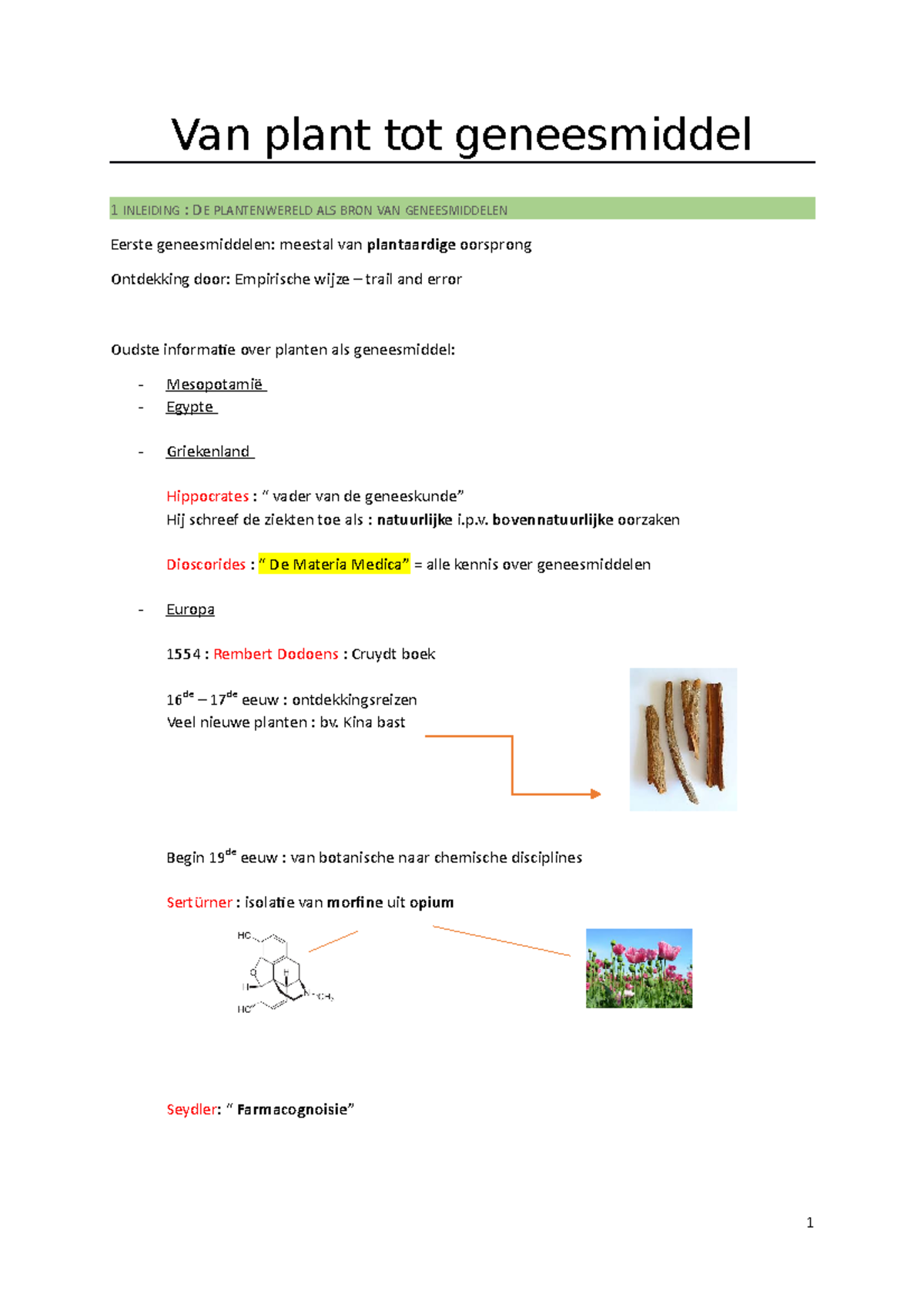 Van plant tot geneesmiddel samenvatting - Van plant tot geneesmiddel 1 ...