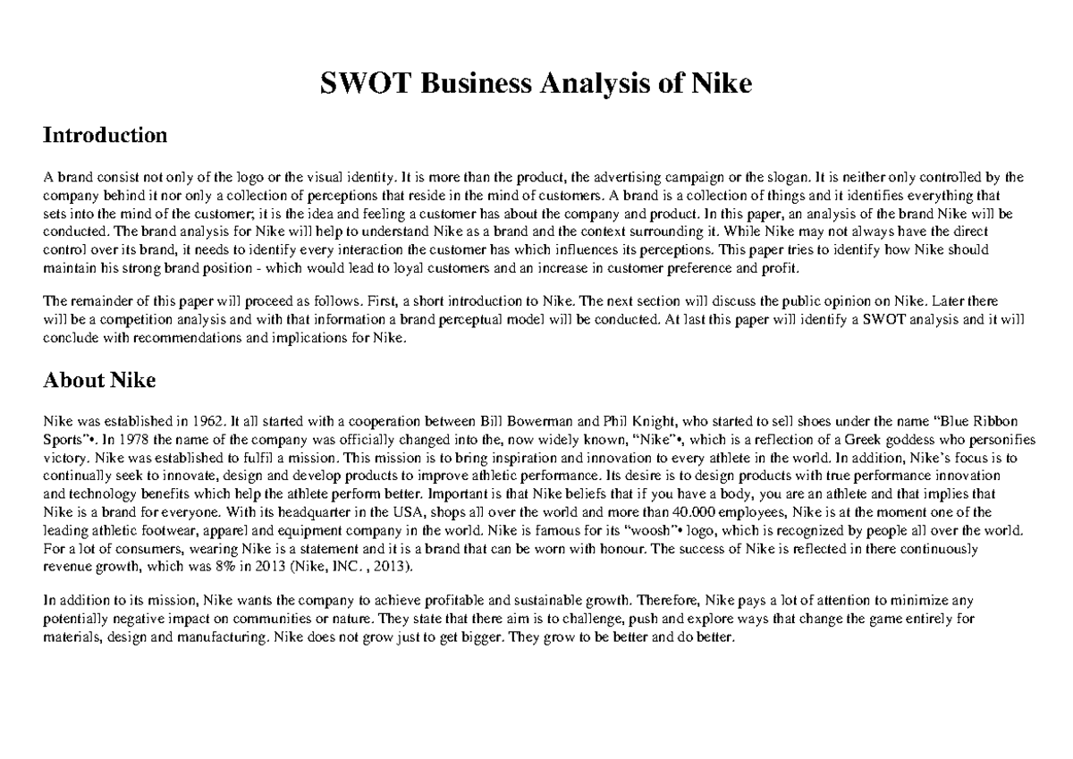 SWOT Business Analysis of Nike - SWOT Business Analysis of Nike ...