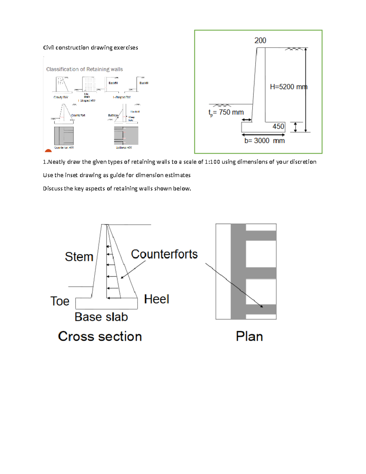 Civil Drawings Exercises - Civil construction drawing exercises 1 draw ...