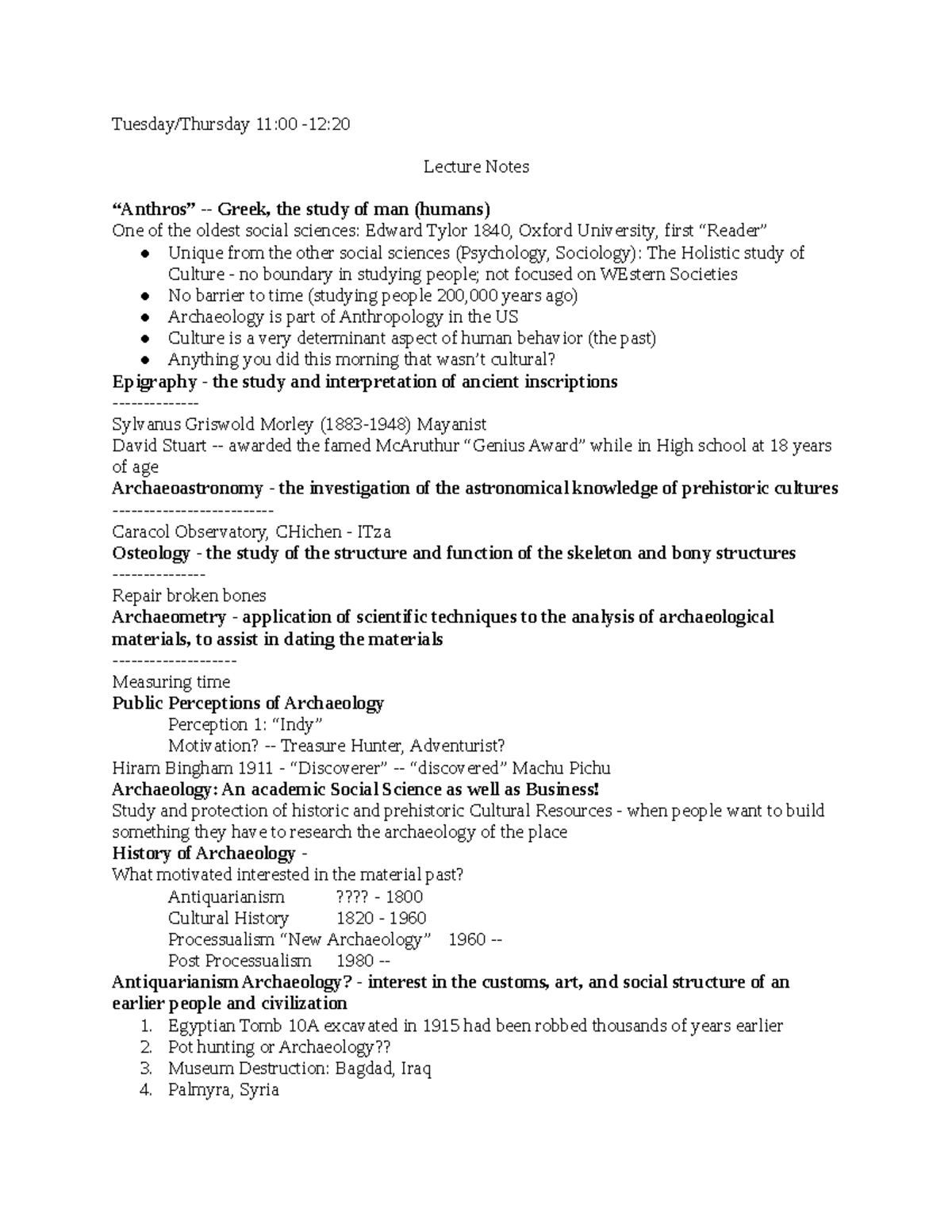 Anthro 2C Entire Class notes - Tuesday/Thursday 11:00 -12: Lecture ...