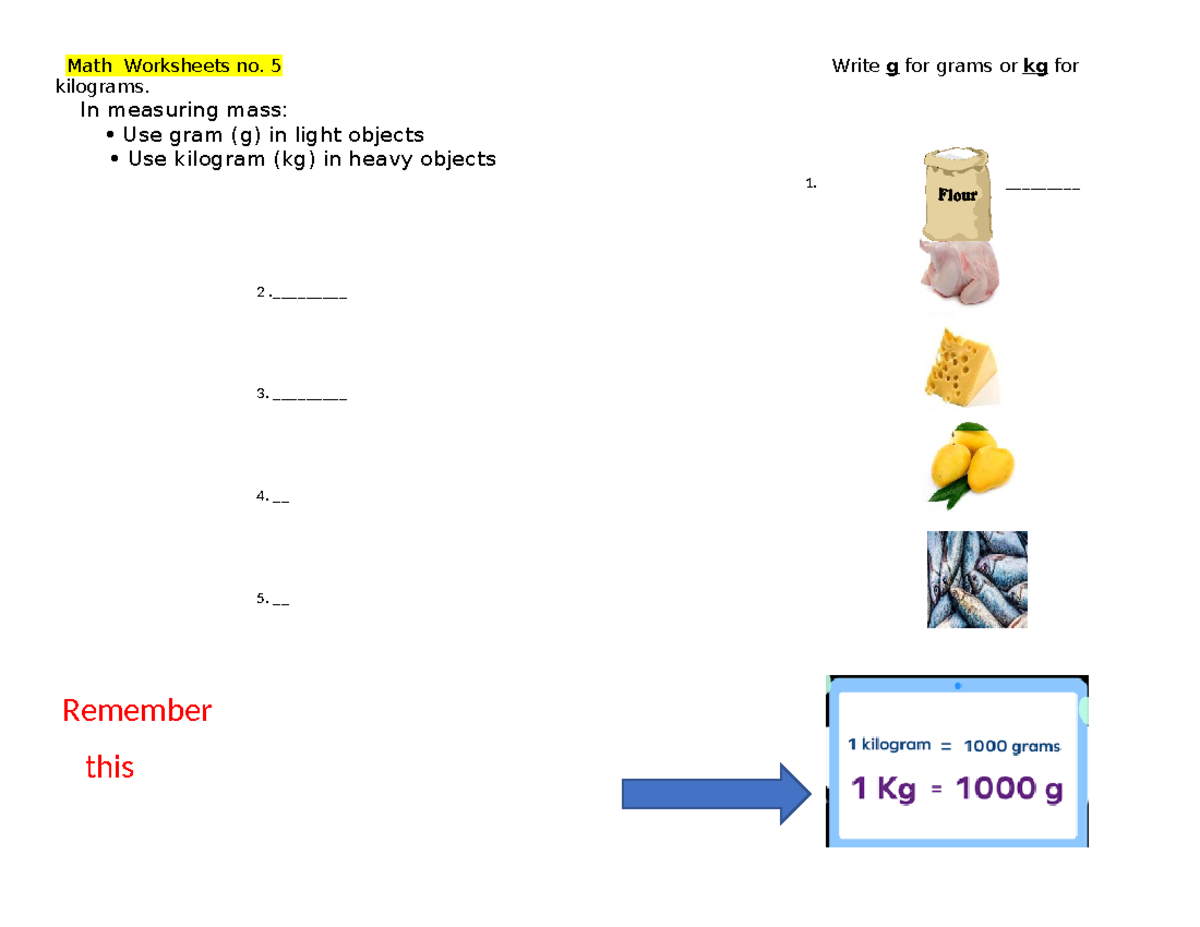 Measuring-mass - For Teaching - elementary education - Math Worksheets ...