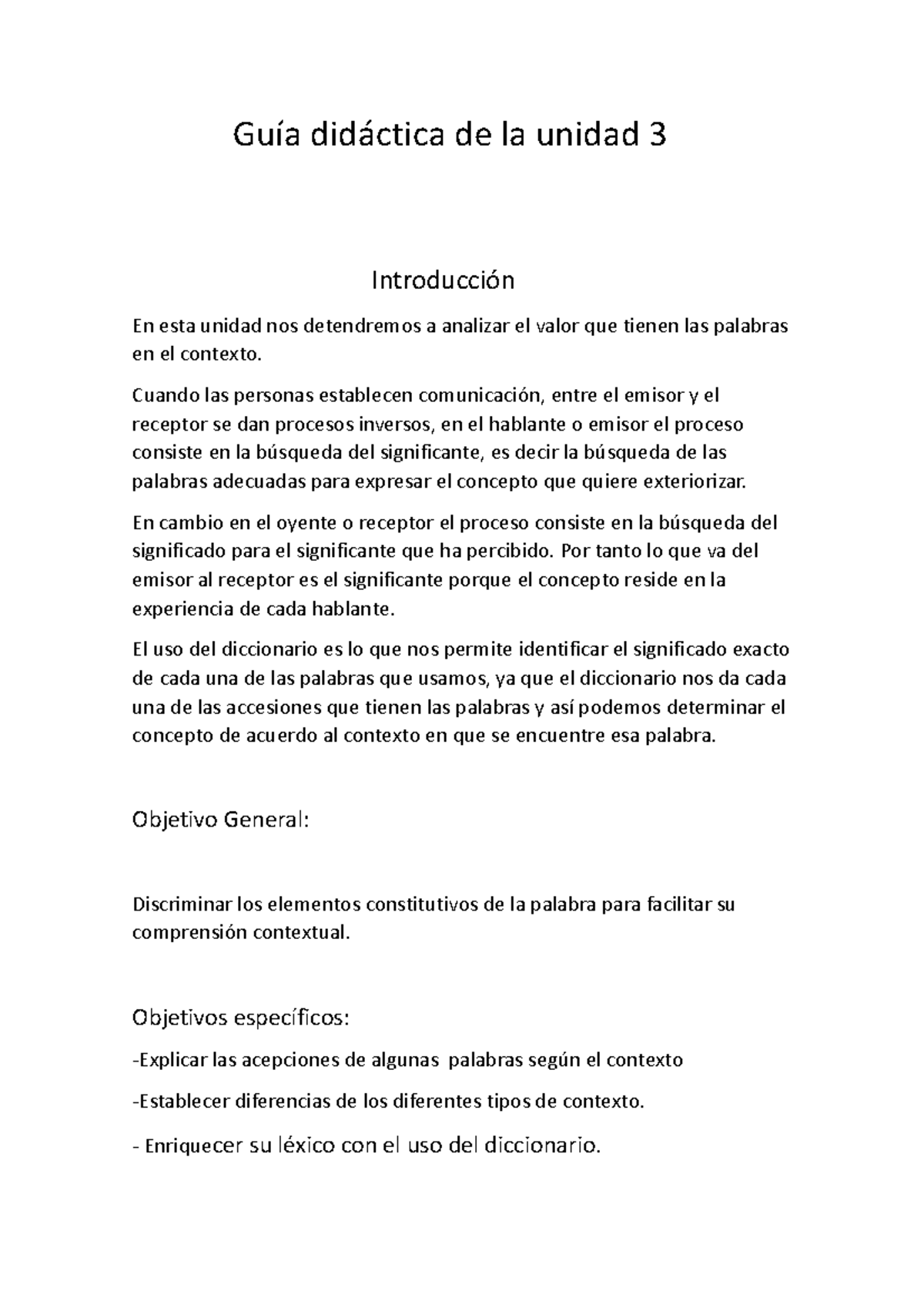 Guia didactica de la unidad 3 - Guía didáctica de la unidad 3 ...