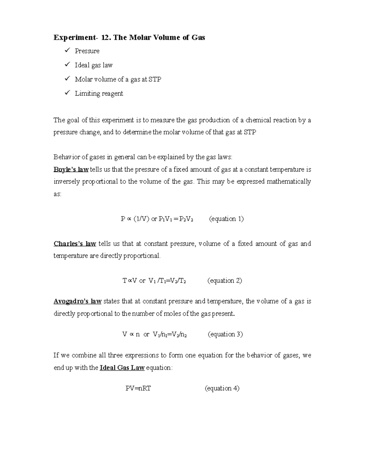 12The-molar-volume-of-gas - Experiment- 12. The Molar Volume of Gas ...