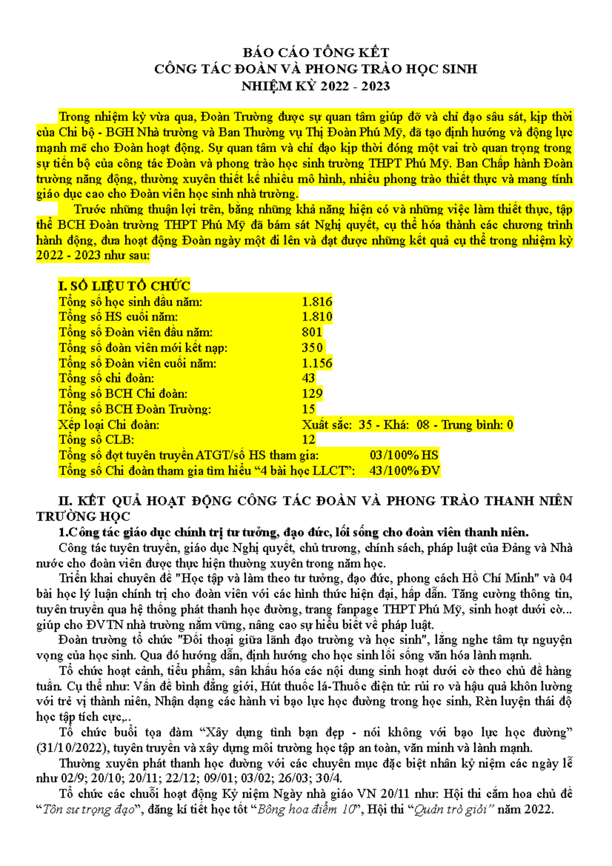 BCTK-Thu-âm-1 - njkj - BÁO CÁO TỔNG KẾT CÔNG TÁC ĐOÀN VÀ PHONG TRÀO HỌC ...