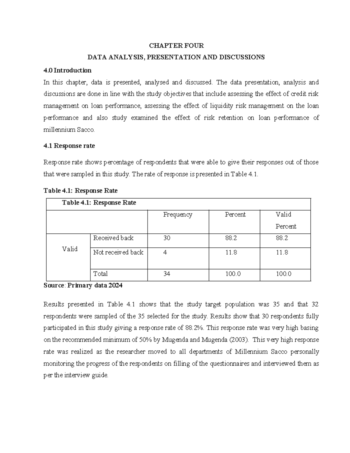 Chapter FOUR - Research - CHAPTER FOUR DATA ANALYSIS, PRESENTATION AND ...