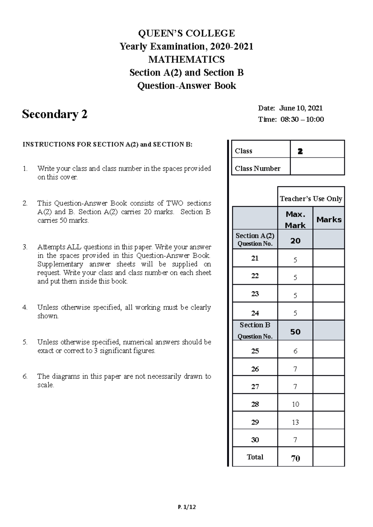 2c-S2MATH YR 2 - Hhhfh finch jk gn gh - QUEEN’S COLLEGE Yearly ...