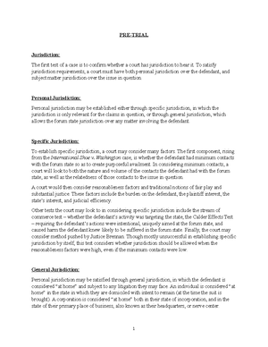 Civil Procedure Outline - RULE DESCRIPTION CLAIM 8(a)[1-3] Pleading is ...