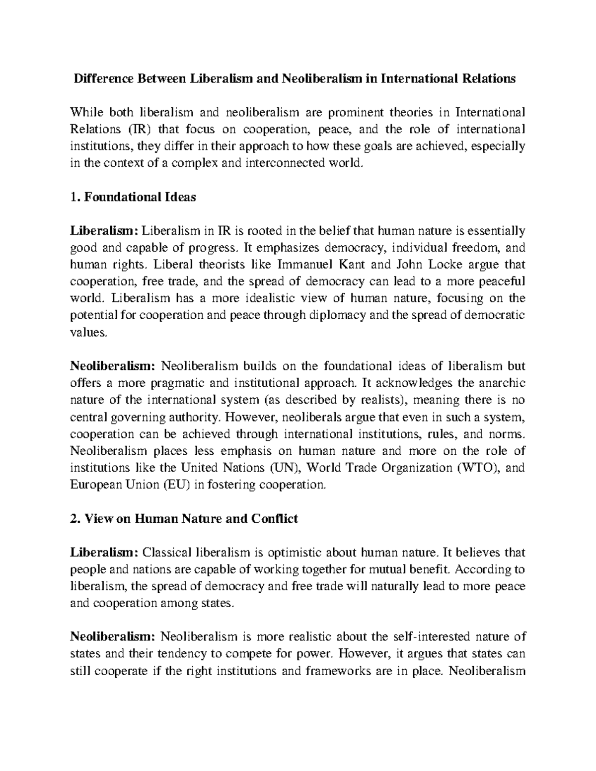 10. Difference Liberalism and Neolibralism - Difference Between ...