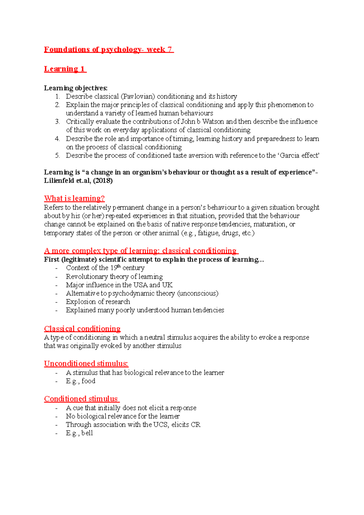 Foundations of psychology- WEEK 7 - Foundations of psychology- week 7 ...