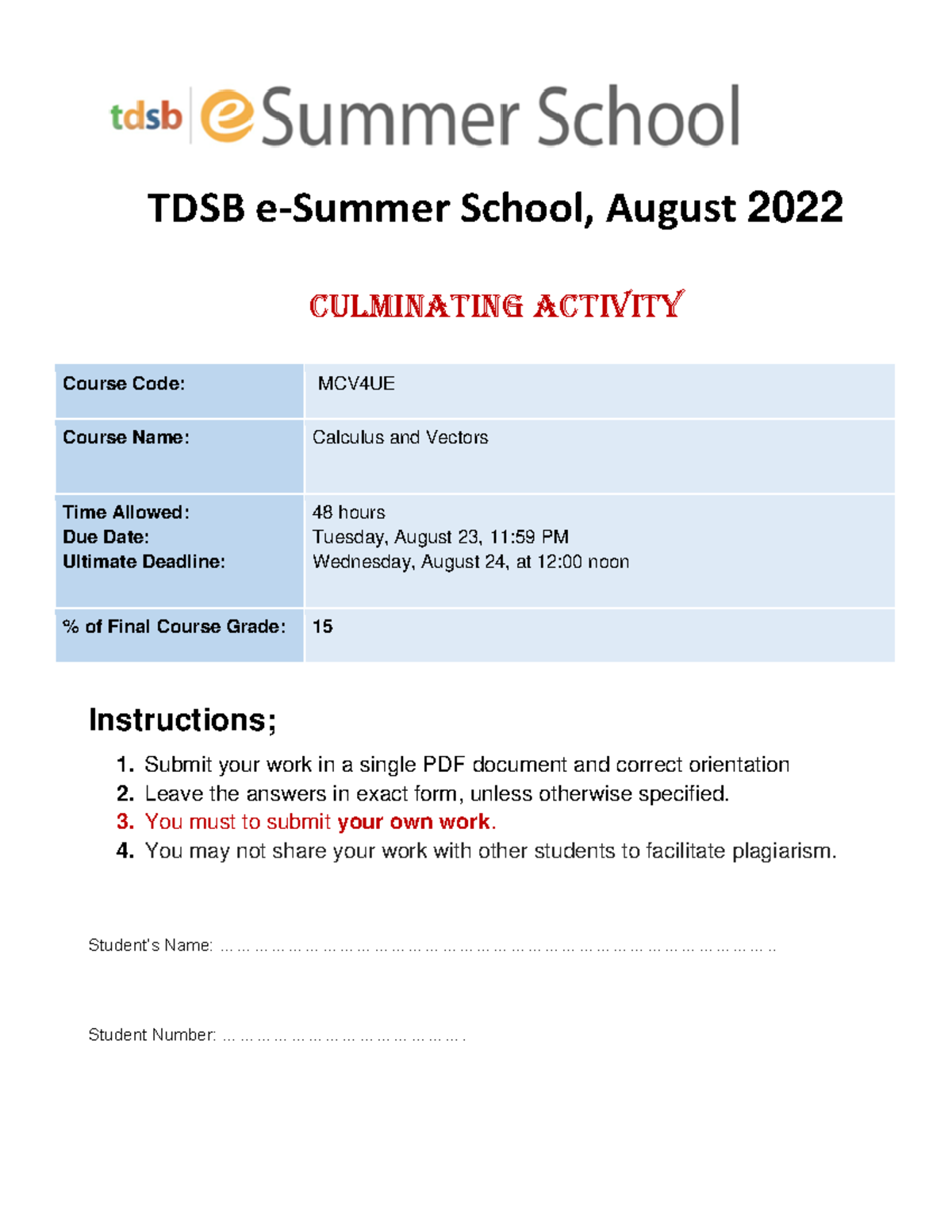 CA August 2022 - Lols very fun - TDSB e-Summer School, August 2022 ...