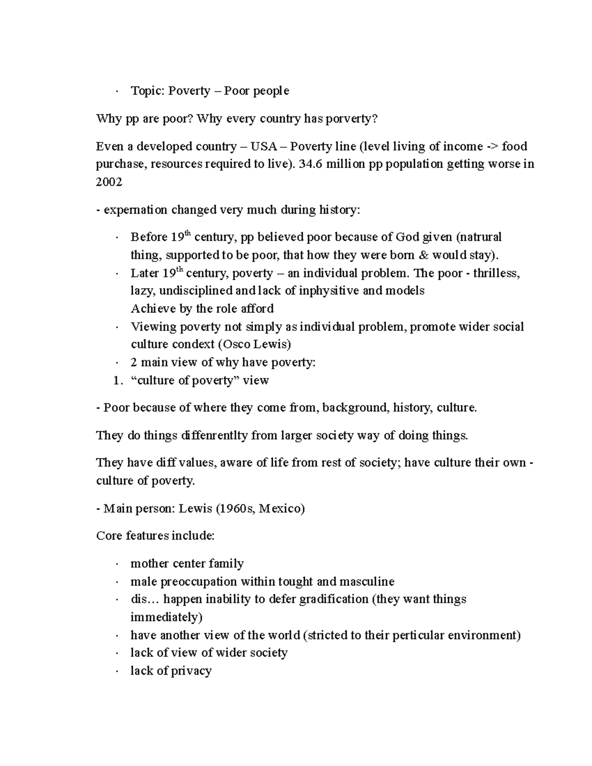 Taking note and Listening - Topic: Poverty – Poor people Why pp are ...