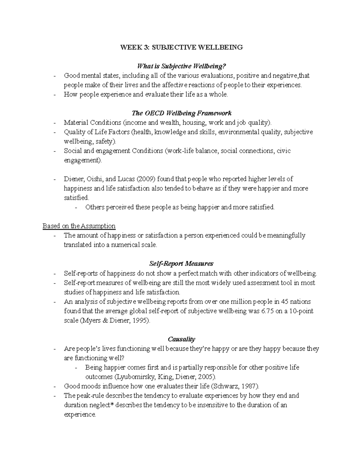 COU301 WEEK 3 Subjective Wellbeing Notes - WEEK 3: SUBJECTIVE WELLBEING ...