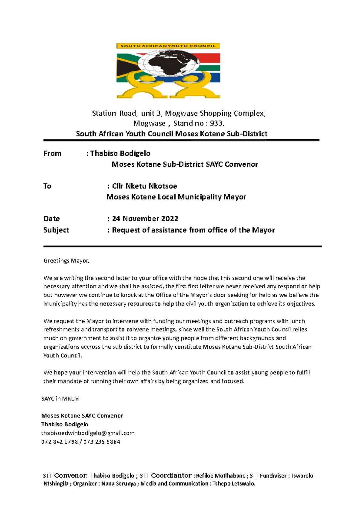 SAYC Invitationsss - Accounting - Station Road, unit 3, Mogwase ...