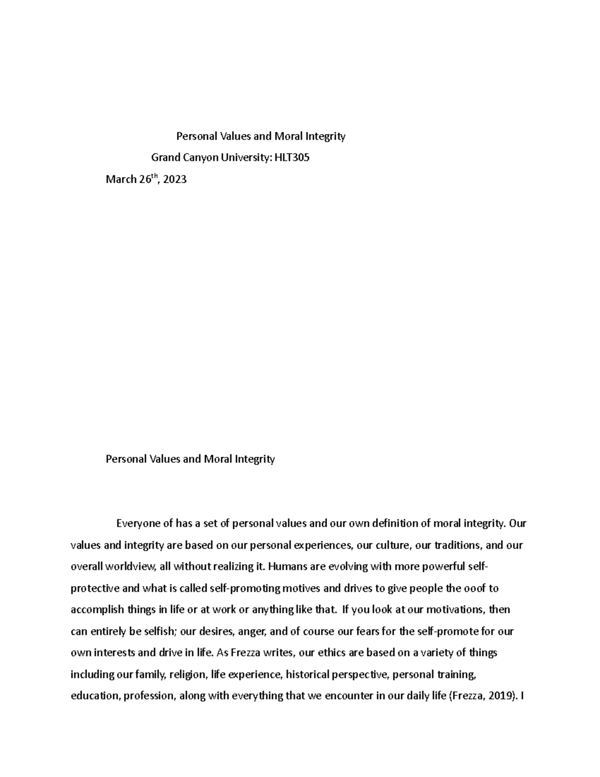 Personal Values and Moral Integrity - Our values and integrity are ...