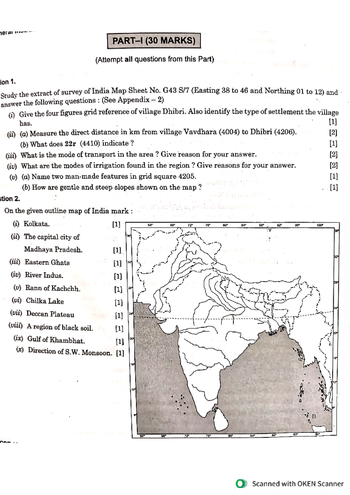 Geography sample question paper - (30 MARKS) (Attempt all questions ...