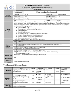 Lab-manual-pf - Programming Fundamentals - SECOND EDITION Lab Manual Programming Fundamentals ...