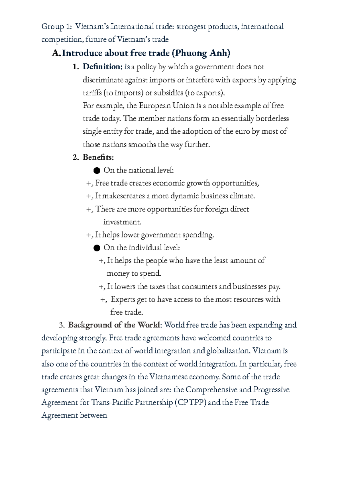 Group 1 Vietnam's International trade strongest products, international ...