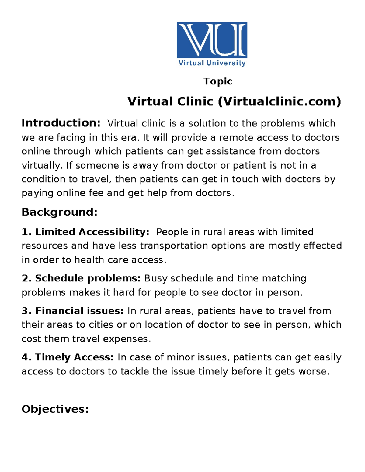 Project proposal bc190403165 - Topic Virtual Clinic (Virtualclinic ...