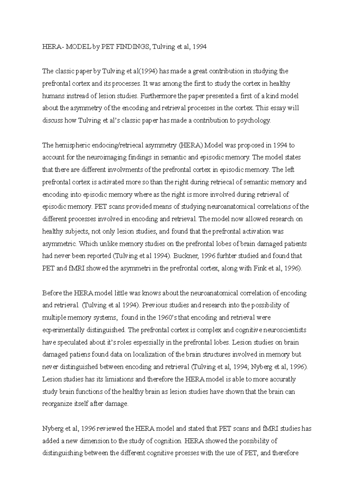 How has the HERA model contributed to psychology? - HERA- MODEL by PET ...