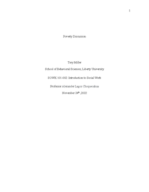 Poverty Reflection Assignment - Poverty Reflection Assignment Gamika L ...