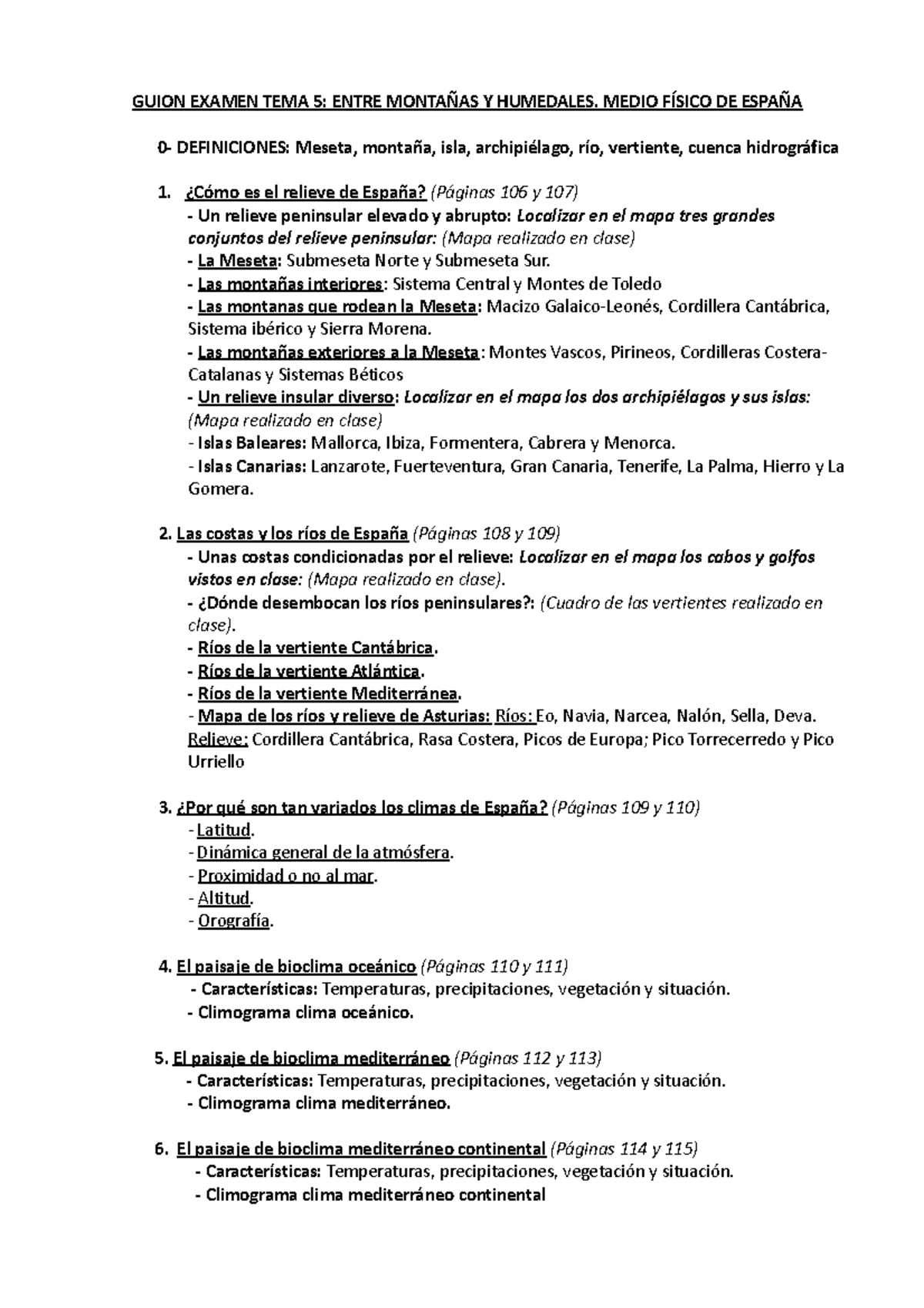Guion Examen TEMA 5 2023 - GUION EXAMEN TEMA 5: ENTRE MONTAÑAS Y ...