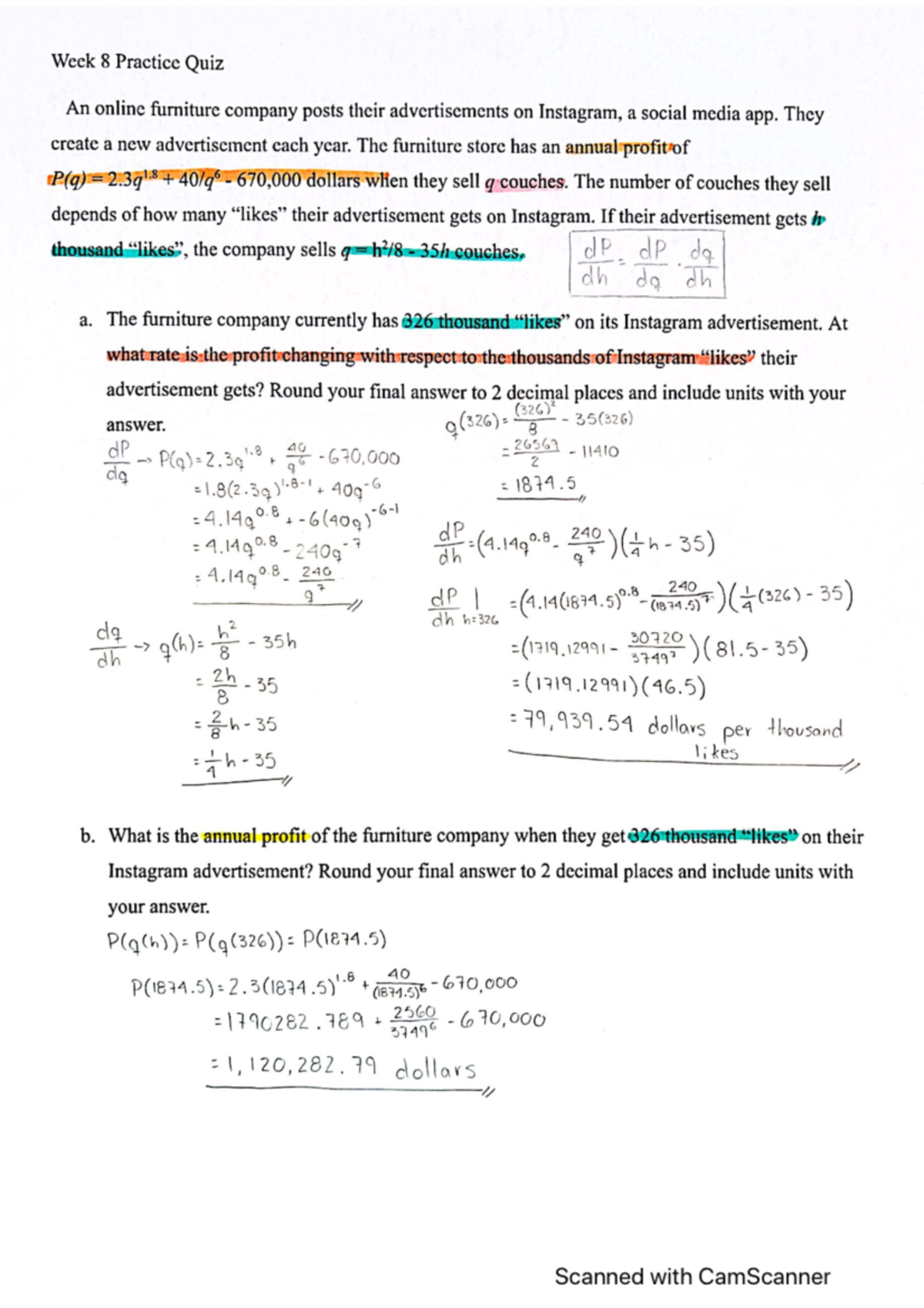 MATH 115 Chain Rule Practice Quiz - MATH 115Z - Studocu