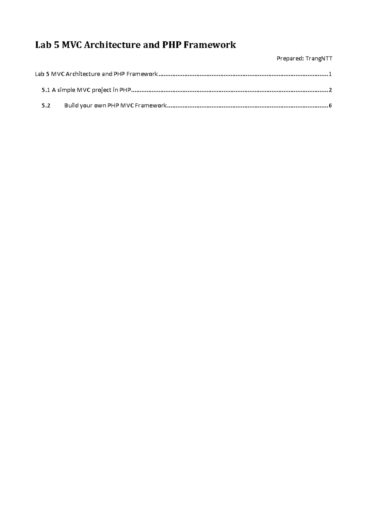 Lab 5 - MVC Architecture & PHP Framework - Lab 5 MVC Architecture and ...