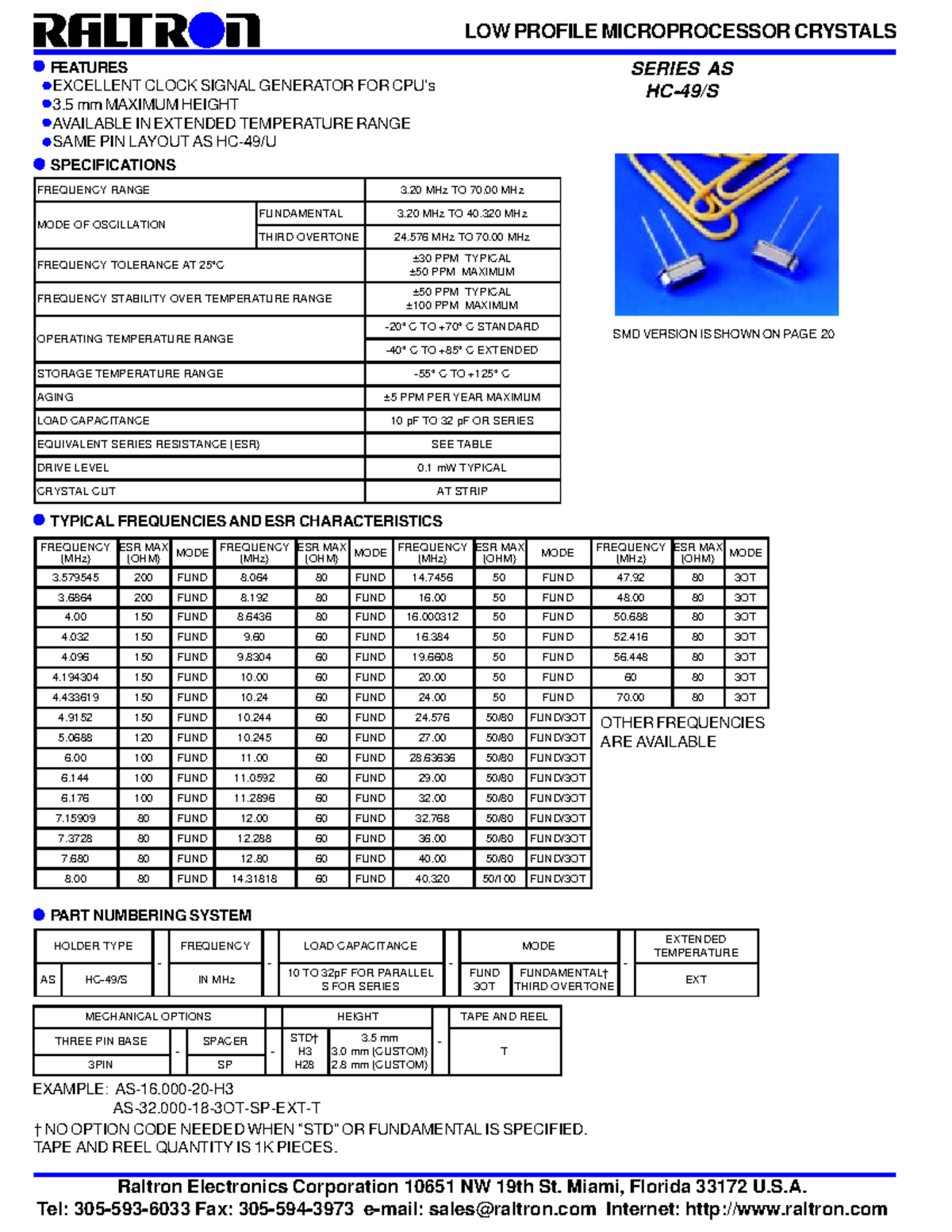 Crystall - rrrrrrrrrrrrrrr - Raltron Electronics Corporation 10651 NW 19th St. Miami, Florida ...