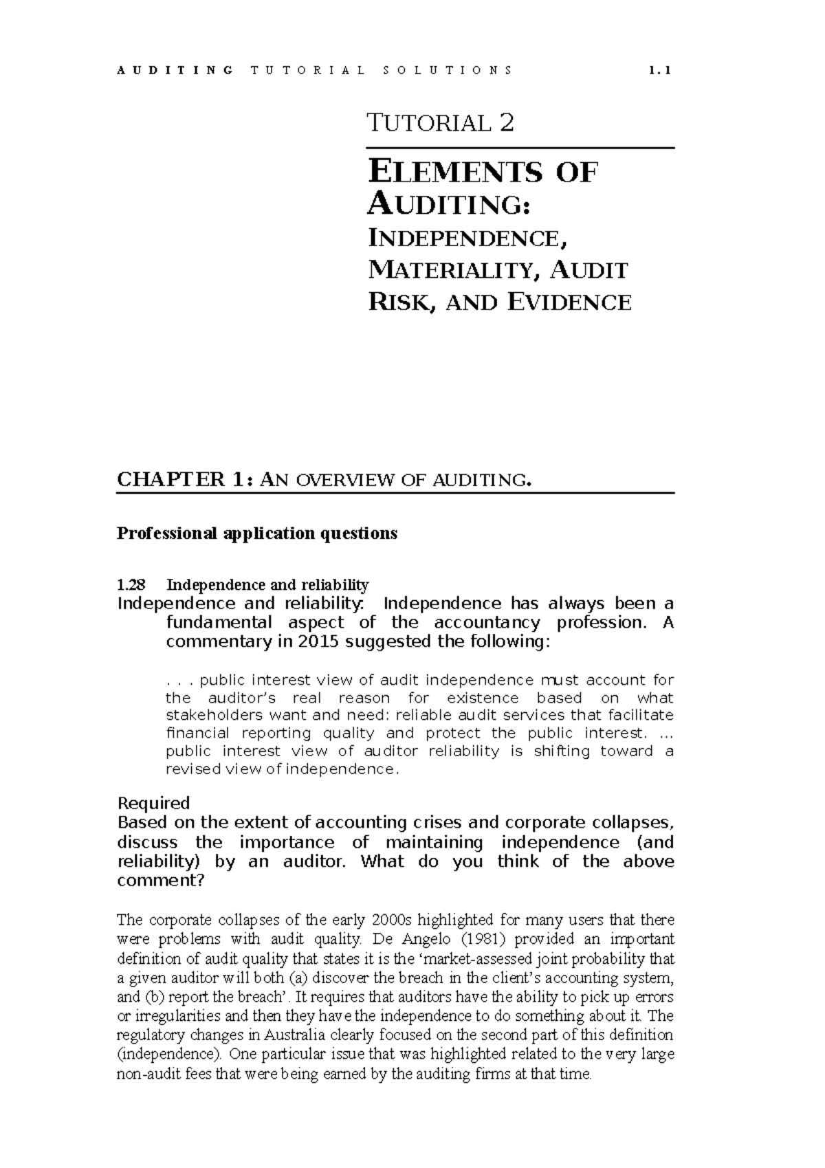 Sol Tut 2 - Solution for tutorial 6 final. 2022 with answers - TUTORIAL 2 ELEMENTS OF AUDITING ...