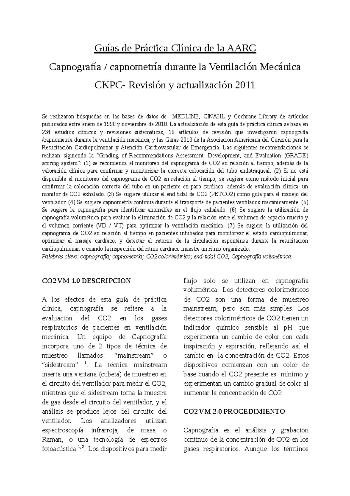 Guías de práctica clínica de capnografía en ventilación mecánica ...
