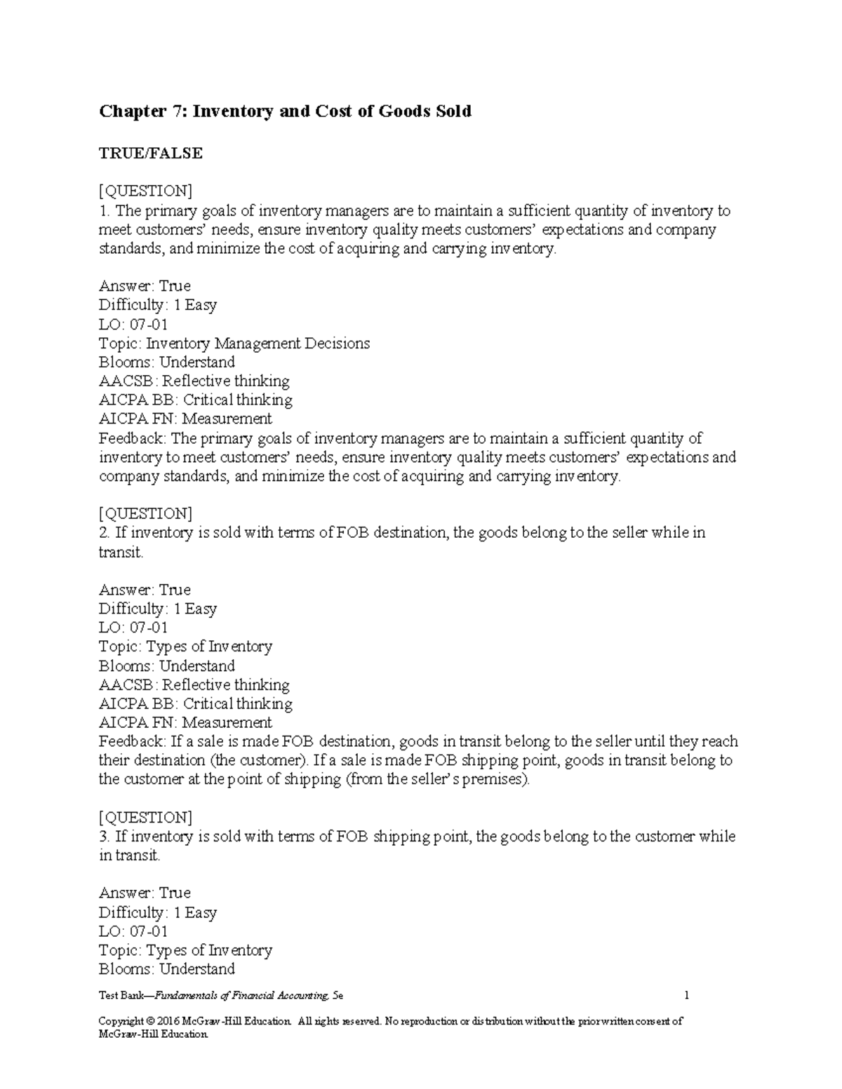 Ch7 - ...... - Test Bank—Fundamentals of Financial Accounting, 5e 1 ...