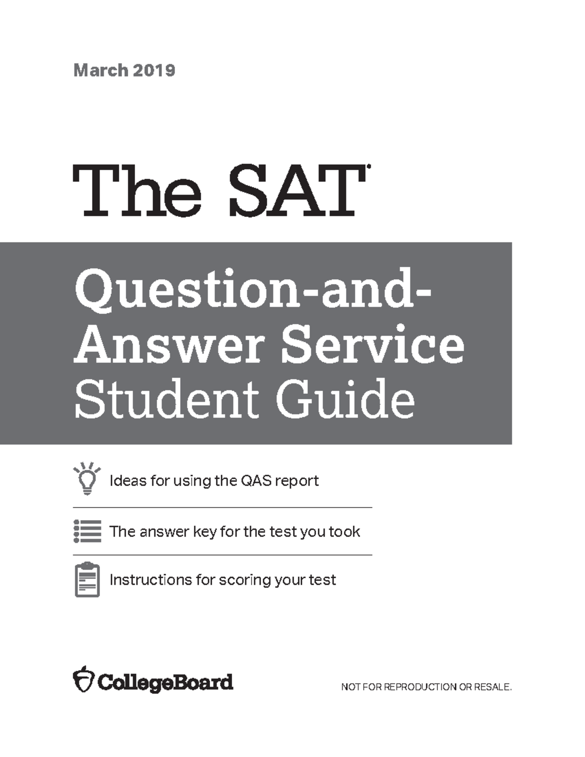 SAT - 2019 March Answers and Scoring - March 2019 Question-and- Answer ...