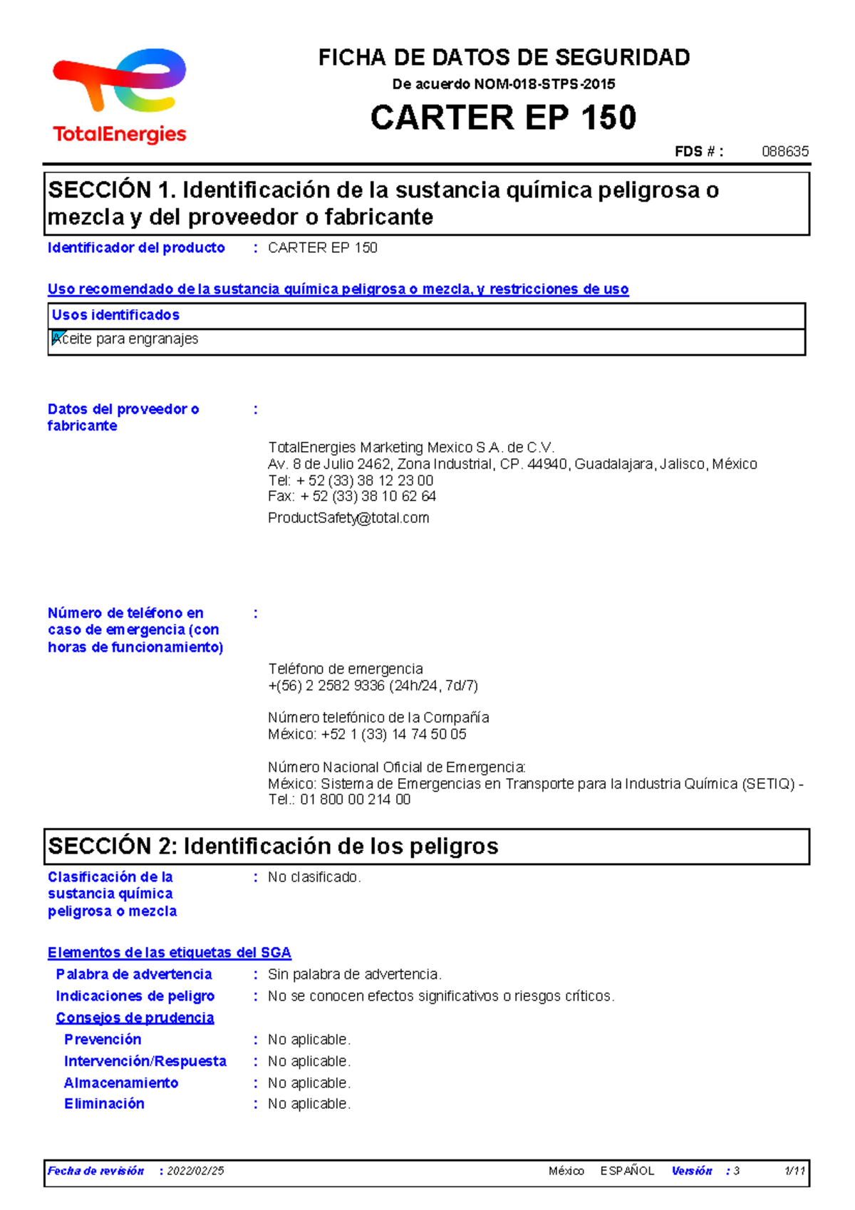 Aceite Omala 150 - Carter EP 150 - Identificador del producto CARTER EP ...