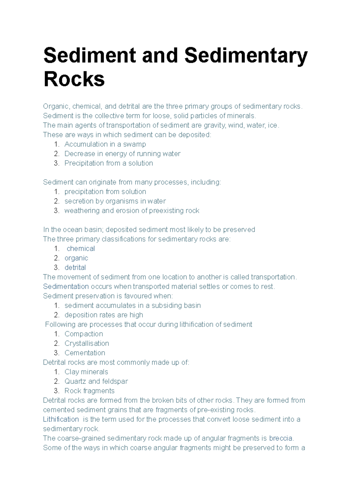 Sediment and Sedimentary Rocks - Sediment and Sedimentary Rocks Organic ...