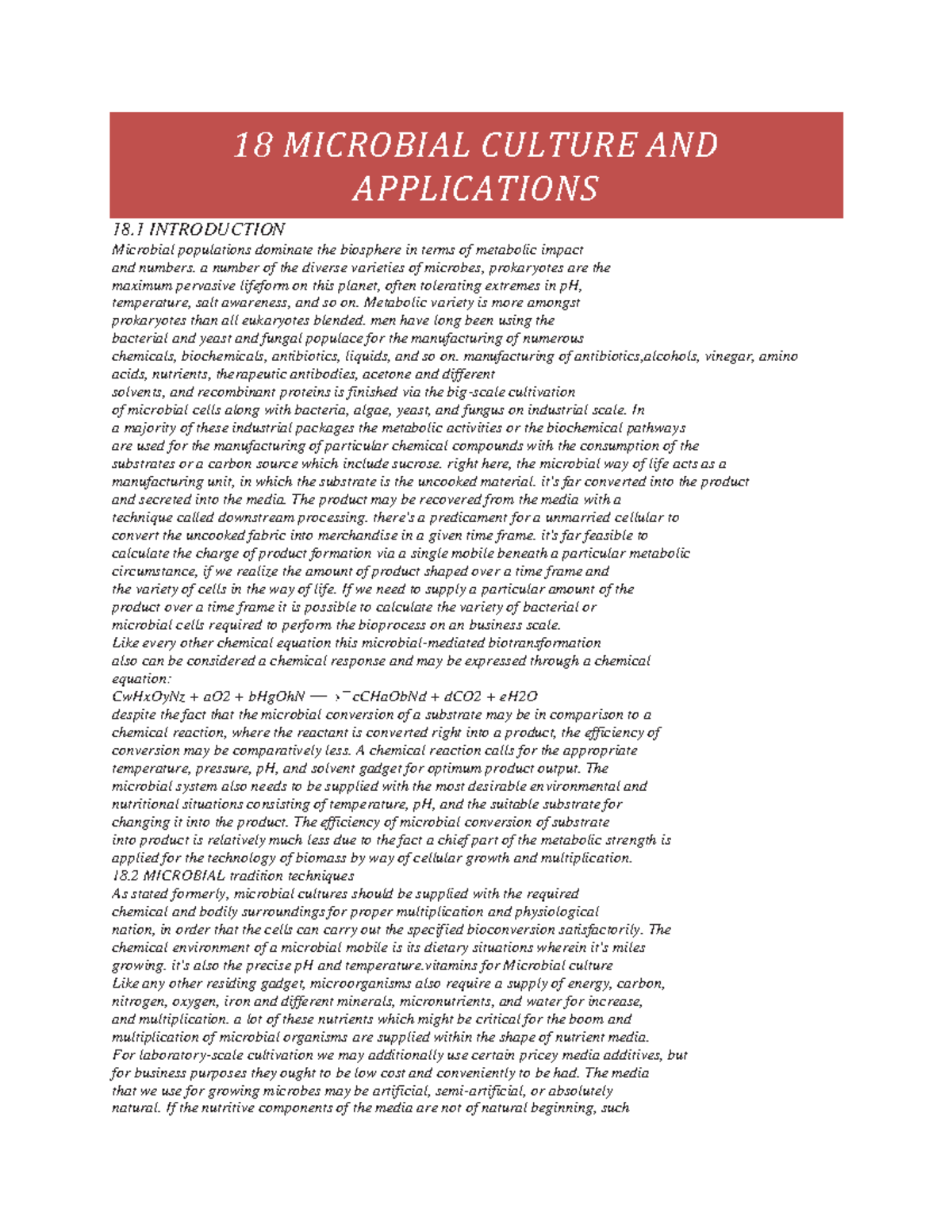 18 Microbial Culture AND Applications - 18 MICROBIAL CULTURE AND ...