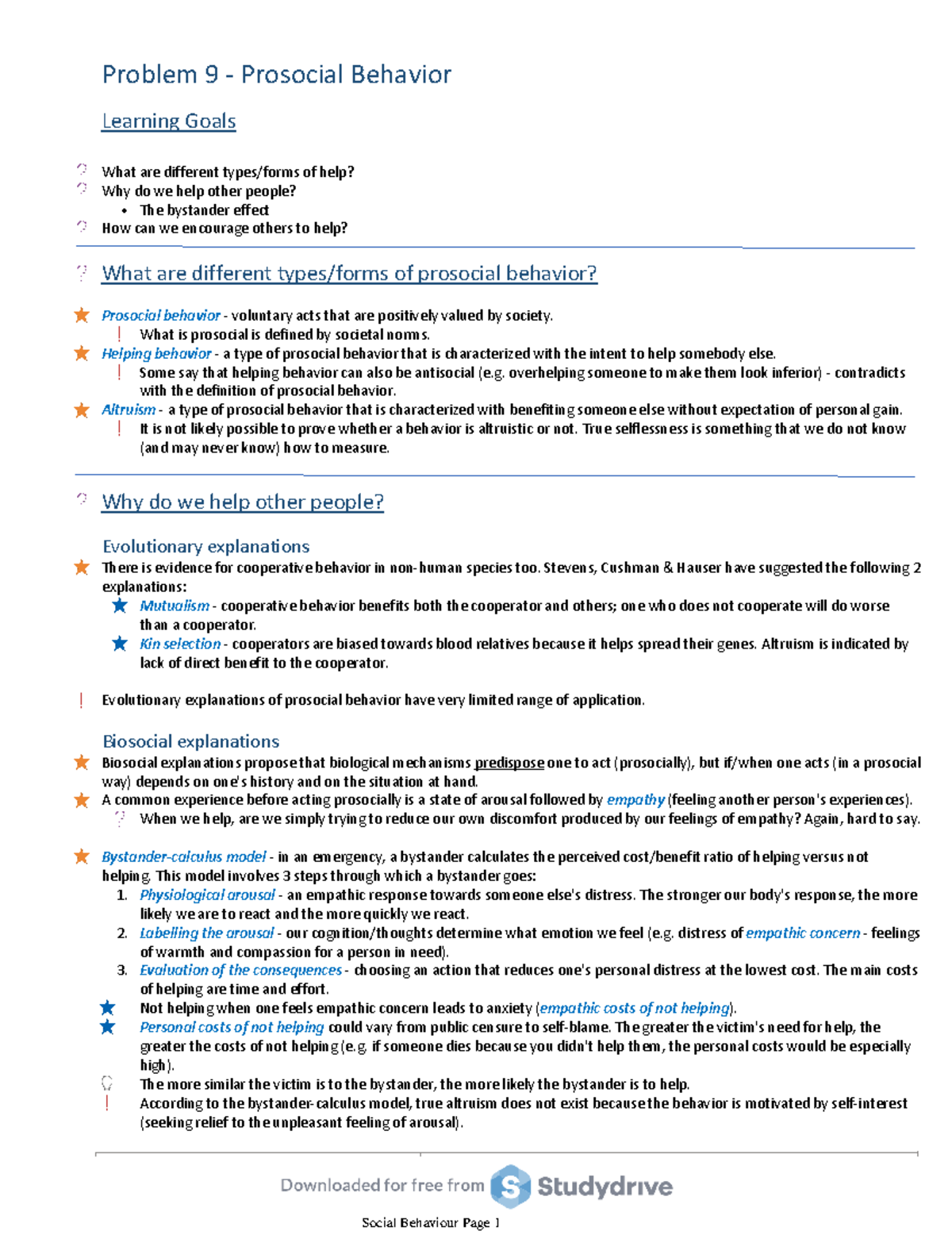 Problem 9 - Prosocial Behavior - Why do we help other people ...