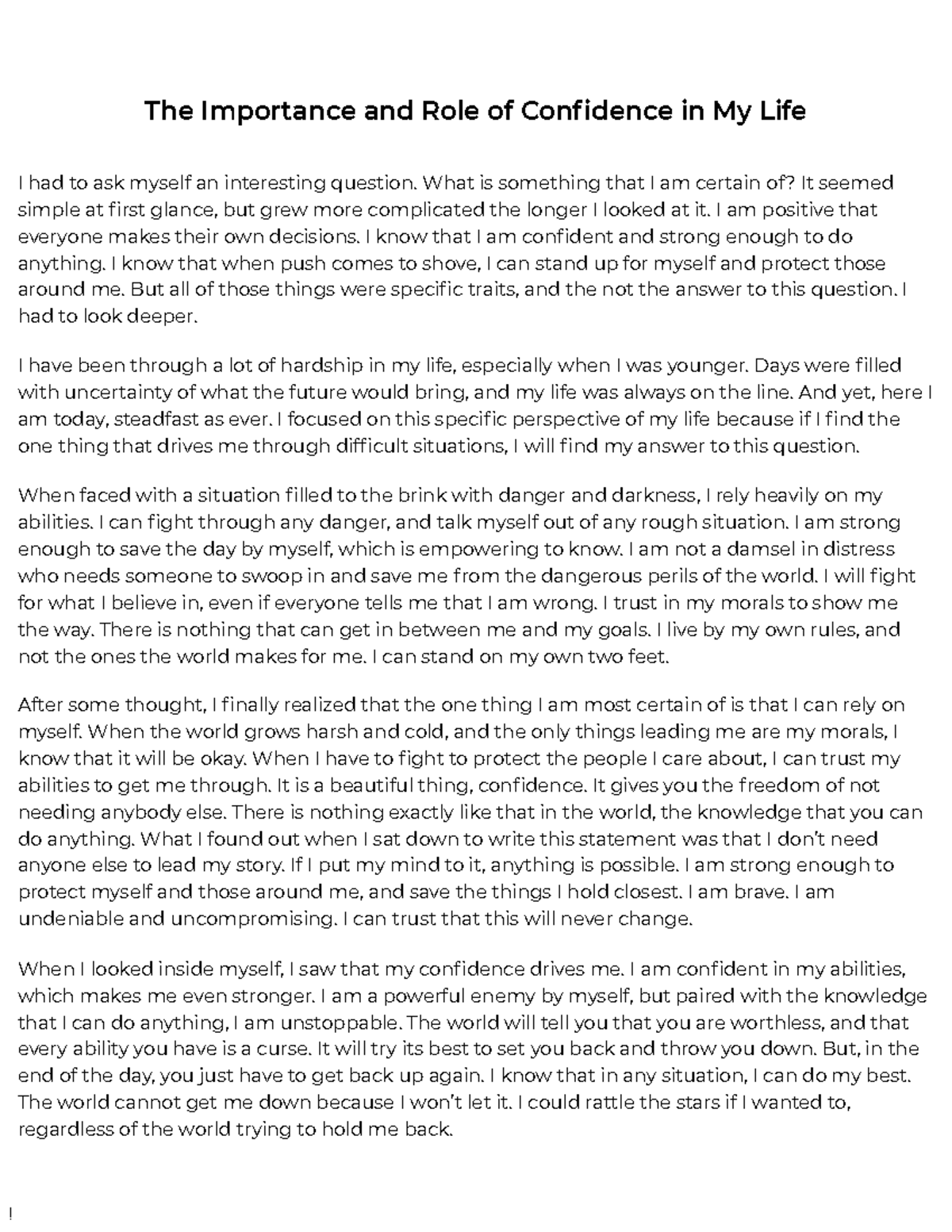 English 101confidence - The Importance and Role of Confidence in My ...