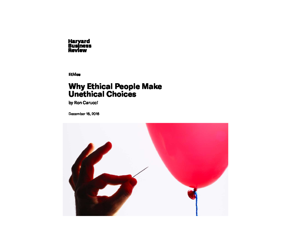 Why Ethical People Make Unethical Choices - Ethics Why Ethical People ...