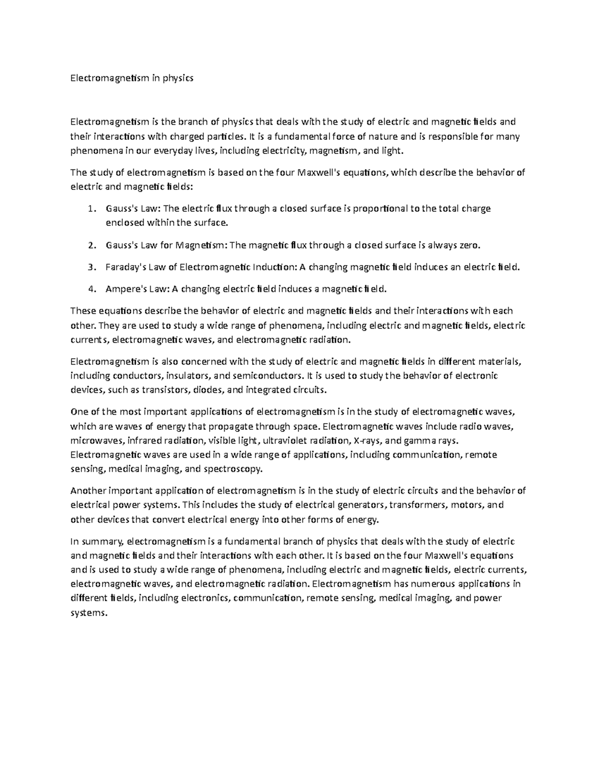 Electromagnetism in physics - Electromagnetism in physics ...