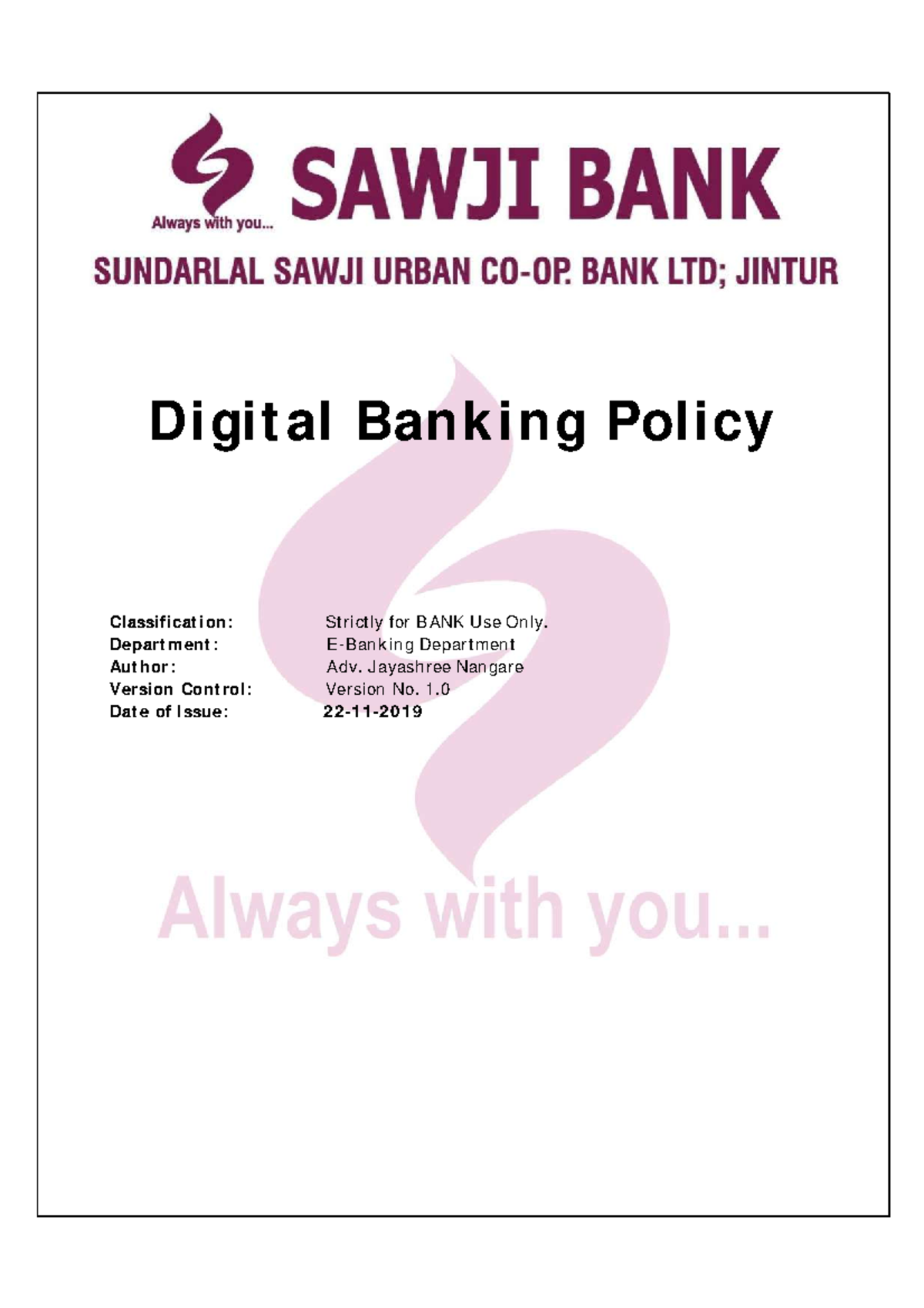 Digital Banking Policy - MONEY AND BANKING - DU - Studocu