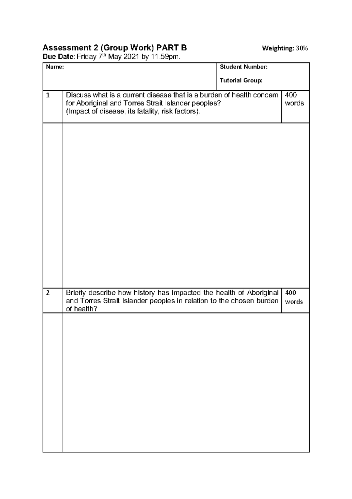 2021 Assessment 2 Part B Template - Assessment 2 (Group Work) PART B ...