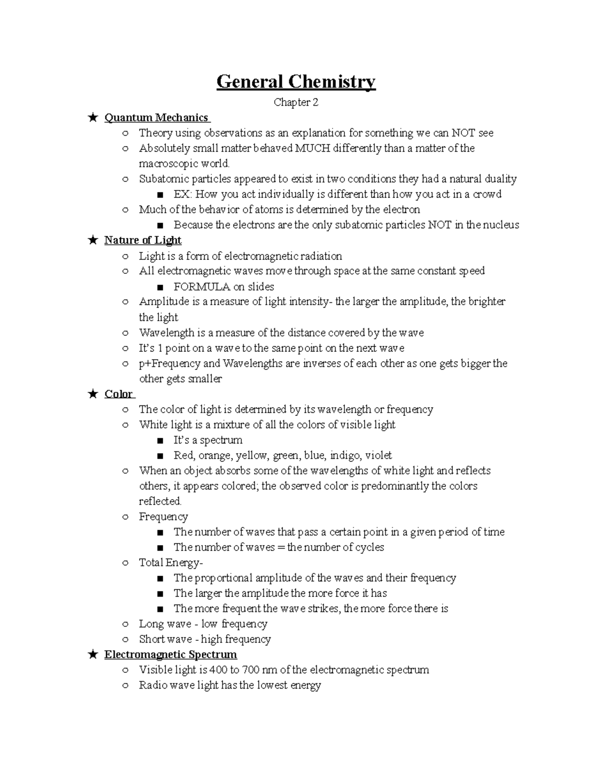 General Chemistry - Chapter 2 - General Chemistry Chapter 2 ★ Quantum ...