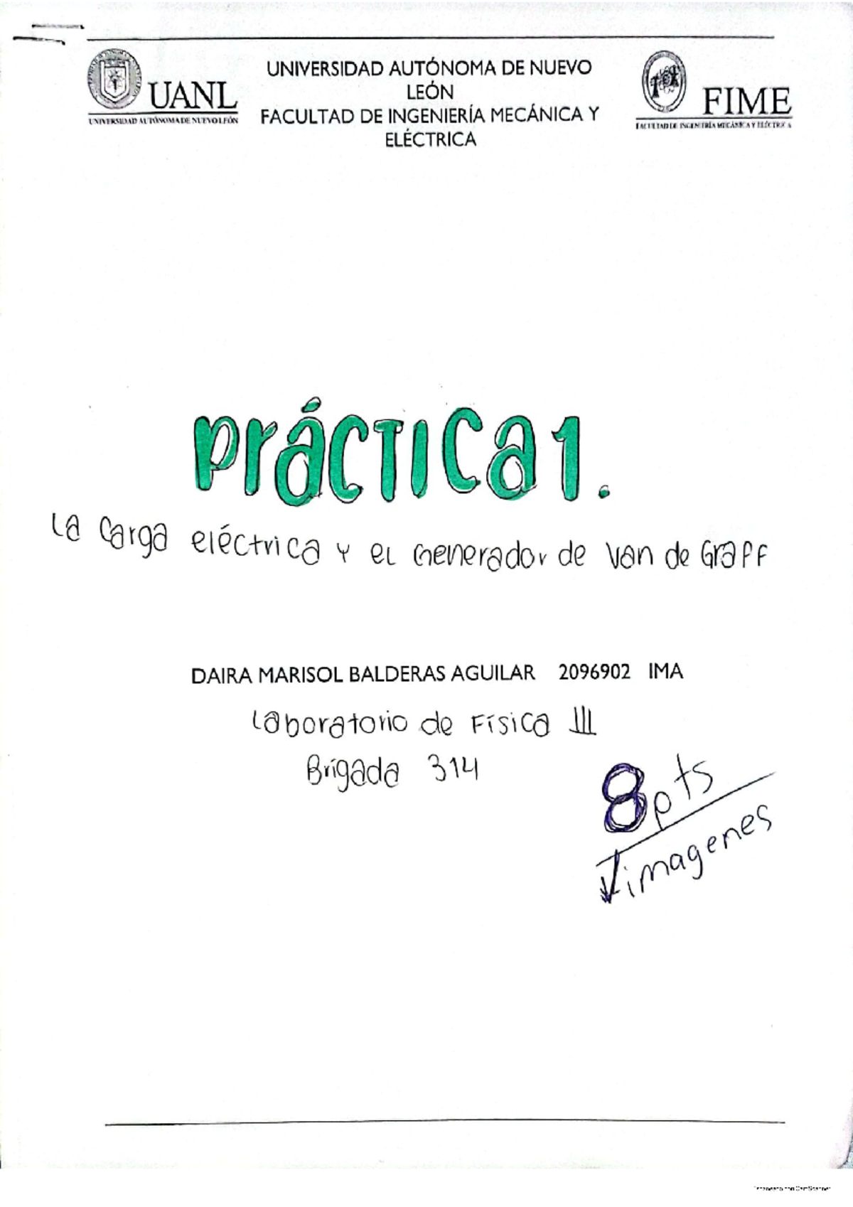 Práctica 1 LAB Física III 2096902 - DEPARTMENT UNIVERSIDAD AUTÓNOMA DE ...