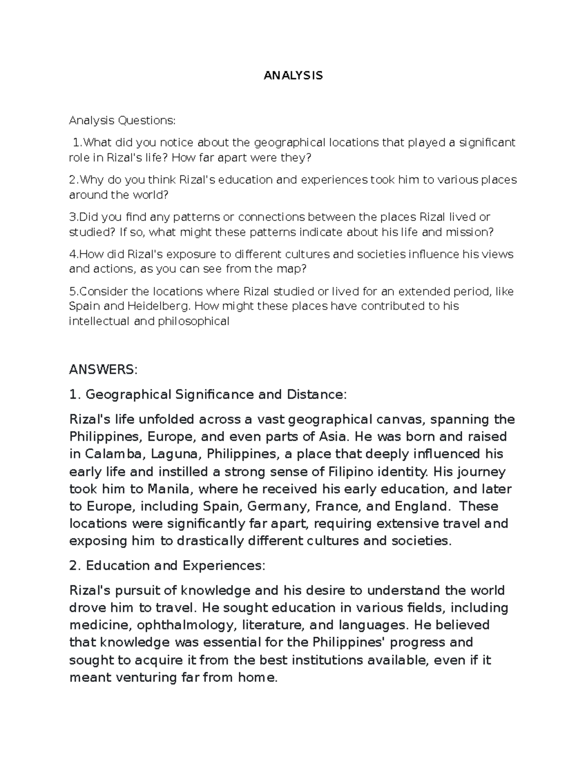 Analysis - ANALYSIS Analysis Questions: 1 did you notice about the ...