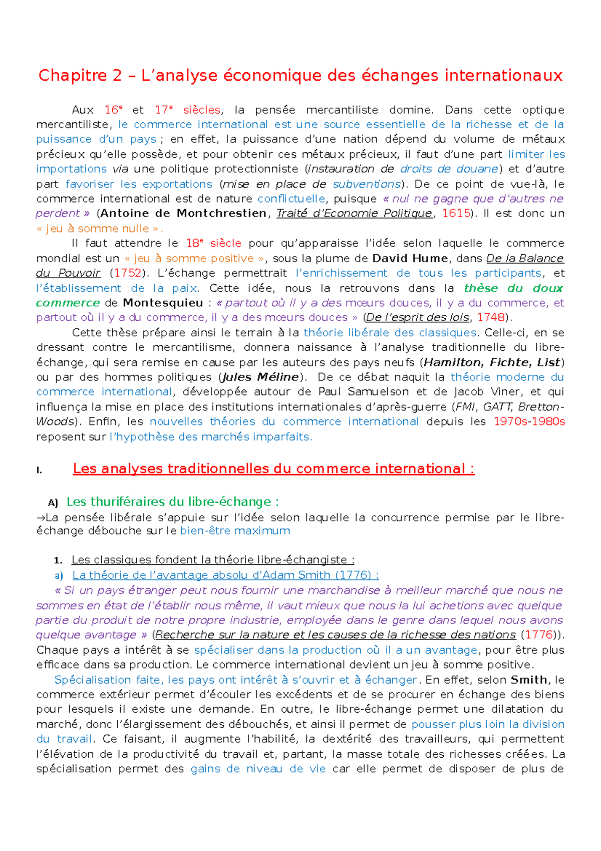 L'analyse économique des échanges internationaux - Chapitre 2 des ...